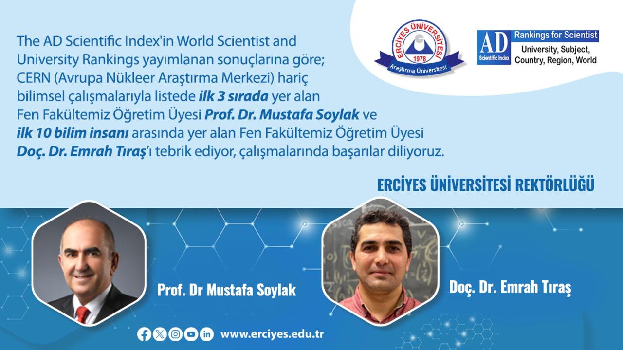 Two Faculty Members of ERU among Türkiye’s Top 100 Scientists